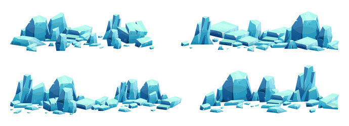 Blue ice crystal in cartoon style isolated Vector Image