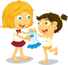Girl getting dressed Royalty Free Vector Image