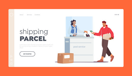 Female employee packing parcels at warehouse Vector Image