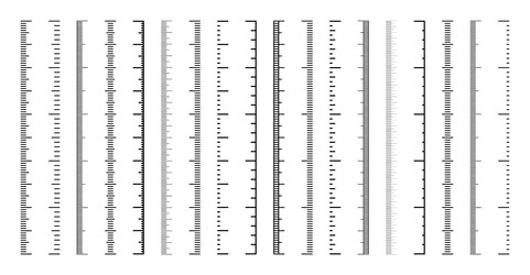 Vertical measurement scales with divisions Vector Image
