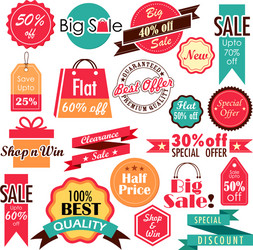 Collection red discount stickers promotion Vector Image