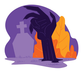 Zombie hand from grave halloween horror corpse Vector Image