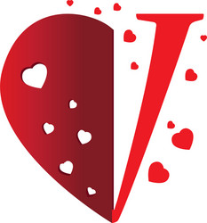 Half heart shape Royalty Free Vector Image - VectorStock