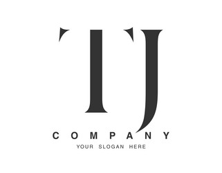 Jt logo design initial letter j and t serif font Vector Image