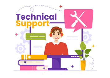 Technical support system with software Royalty Free Vector
