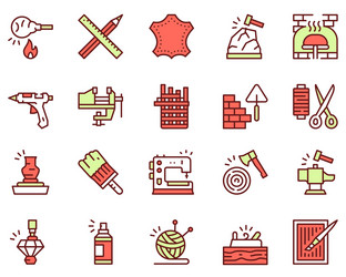 Craft and handmade color icon set hobbies work Vector Image