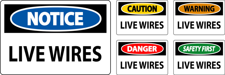 Caution sign live wires on white background Vector Image