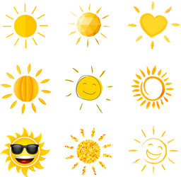 Sun emojis on a white background Royalty Free Vector Image