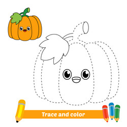 Trace and color for kids pumpkin halloween Vector Image