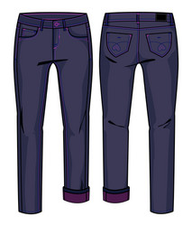 Front and back view of denim pants Royalty Free Vector Image