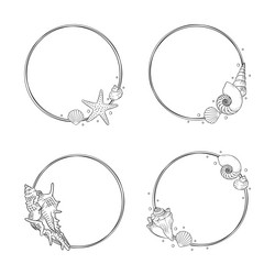 Square seashells frame sea and ocean design Vector Image