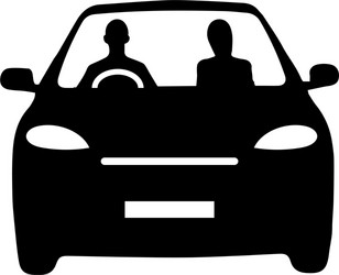 Black car with driver and passenger front view Vector Image