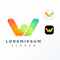 Letter w ribbon logo icon design template elements