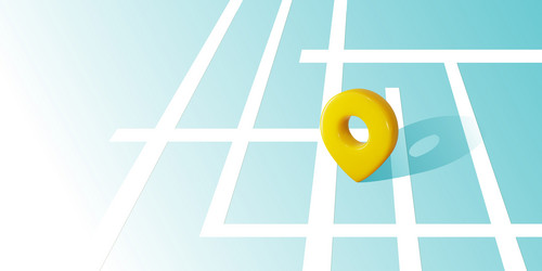 Locator mark on city map shows destination Vector Image