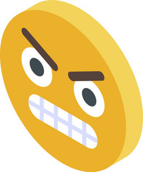 Red rage emoji icon isometric style Royalty Free Vector