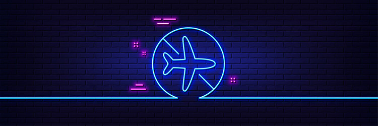 Flight mode line icon airplane mode sign neon Vector Image