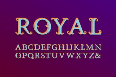 Royal layered alphabet colored 3d font isolated Vector Image