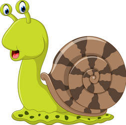 Cartoon funny snail eating a leaf Royalty Free Vector Image