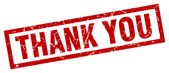 Square grunge red thank you stamp Royalty Free Vector Image