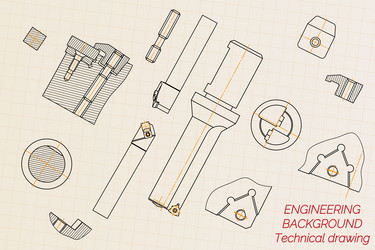 Mechanical engineering drawings on light Vector Image