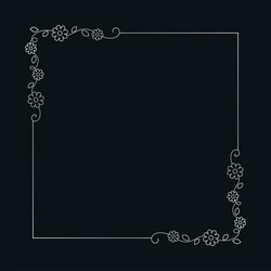 Silver floral square frame elegant line border Vector Image