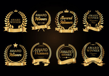Golden laurel wreath with ribbon award Royalty Free Vector