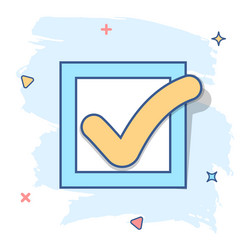 Cartoon check mark icon in comic style approved Vector Image