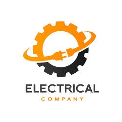 Gear with plug electrical logo template suitable Vector Image