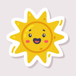 A sticker template with the sun in cartoon style Vector Image
