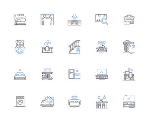 Building restoration outline icons collection Vector Image