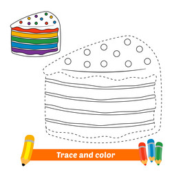Trace and color for kids cake Royalty Free Vector Image