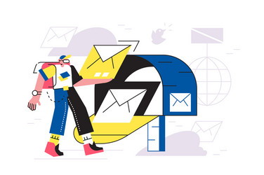 Smiling man put letters in letterbox Royalty Free Vector