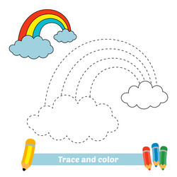 Trace and color for kids rainbow Royalty Free Vector Image