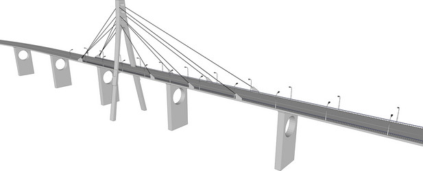 3d bridge city buildings view Royalty Free Vector Image