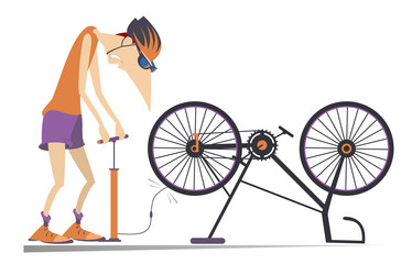 Sad cyclist man and broken bike – Royalty-Free Vector | VectorStock