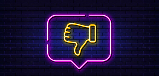 Middle finger hand line icon palm sign neon Vector Image