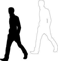 Black silhouette man walking outline Royalty Free Vector