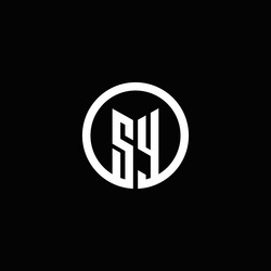 Sy monogram logo circle ribbon style outline Vector Image