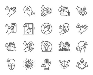 Touch warning icons stop face wear medical Vector Image