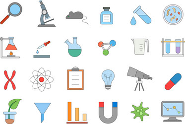 Chemical laboratory icons many colors set Vector Image