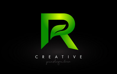 R leaf letter logo icon design in green colors Vector Image