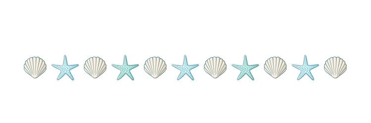Seashell scallop border divider sea and ocean Vector Image