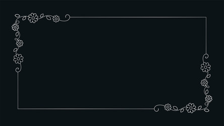 Silver floral rectangle frame simple line border Vector Image