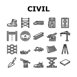 Civil engineer industry building icons set Vector Image