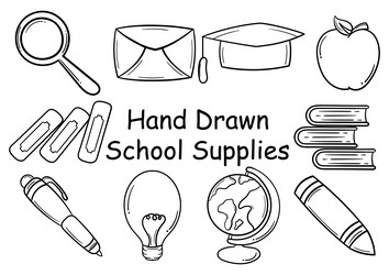 School supplies outline Royalty Free Vector Image