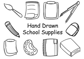 School supplies outline Royalty Free Vector Image