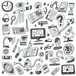 Science doodle set with rocket constellation Vector Image