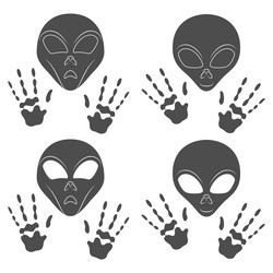 Set of black and white with alien Royalty Free Vector Image