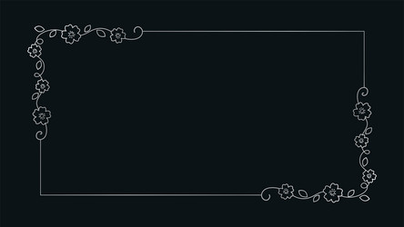 Silver floral rectangle frame simple line border Vector Image