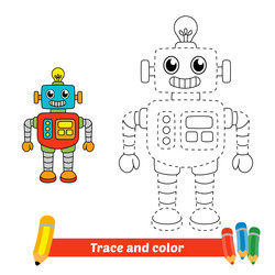 Handwriting practice for kids with robot Vector Image
